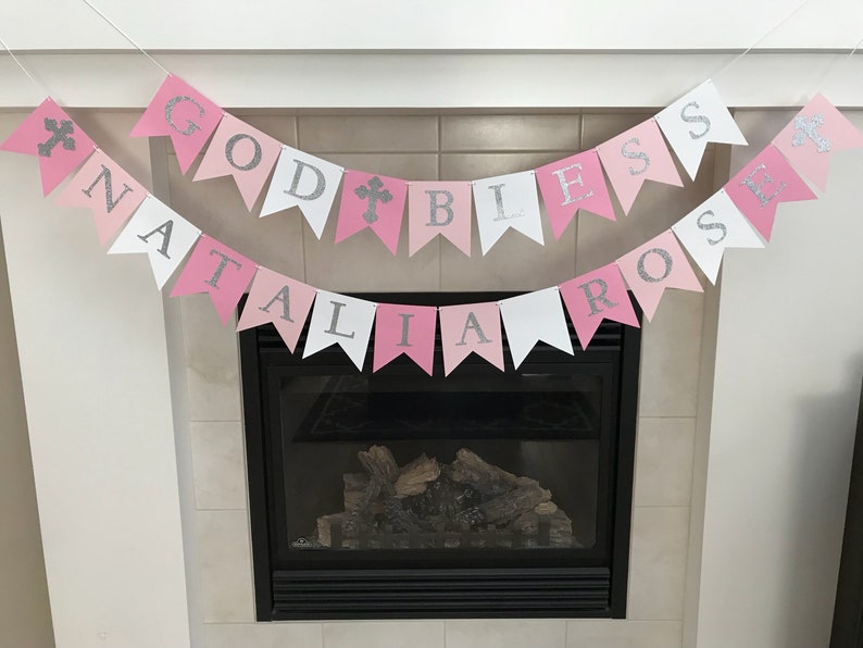 Pink Ombre God Bless Banner Baptism Banner Christening | Etsy