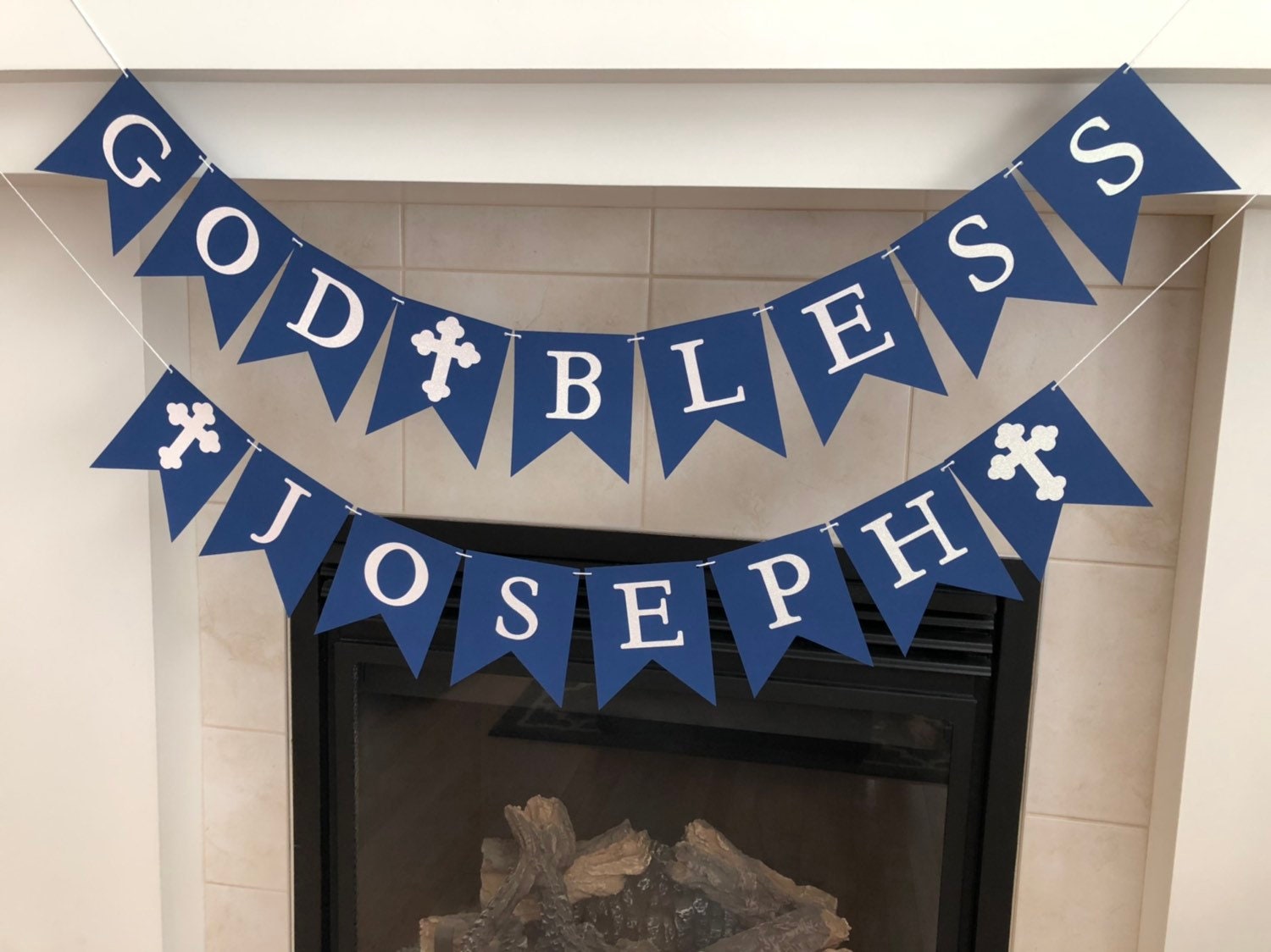 Blue God Bless Banner Baptism Banner Christening Banner - Etsy