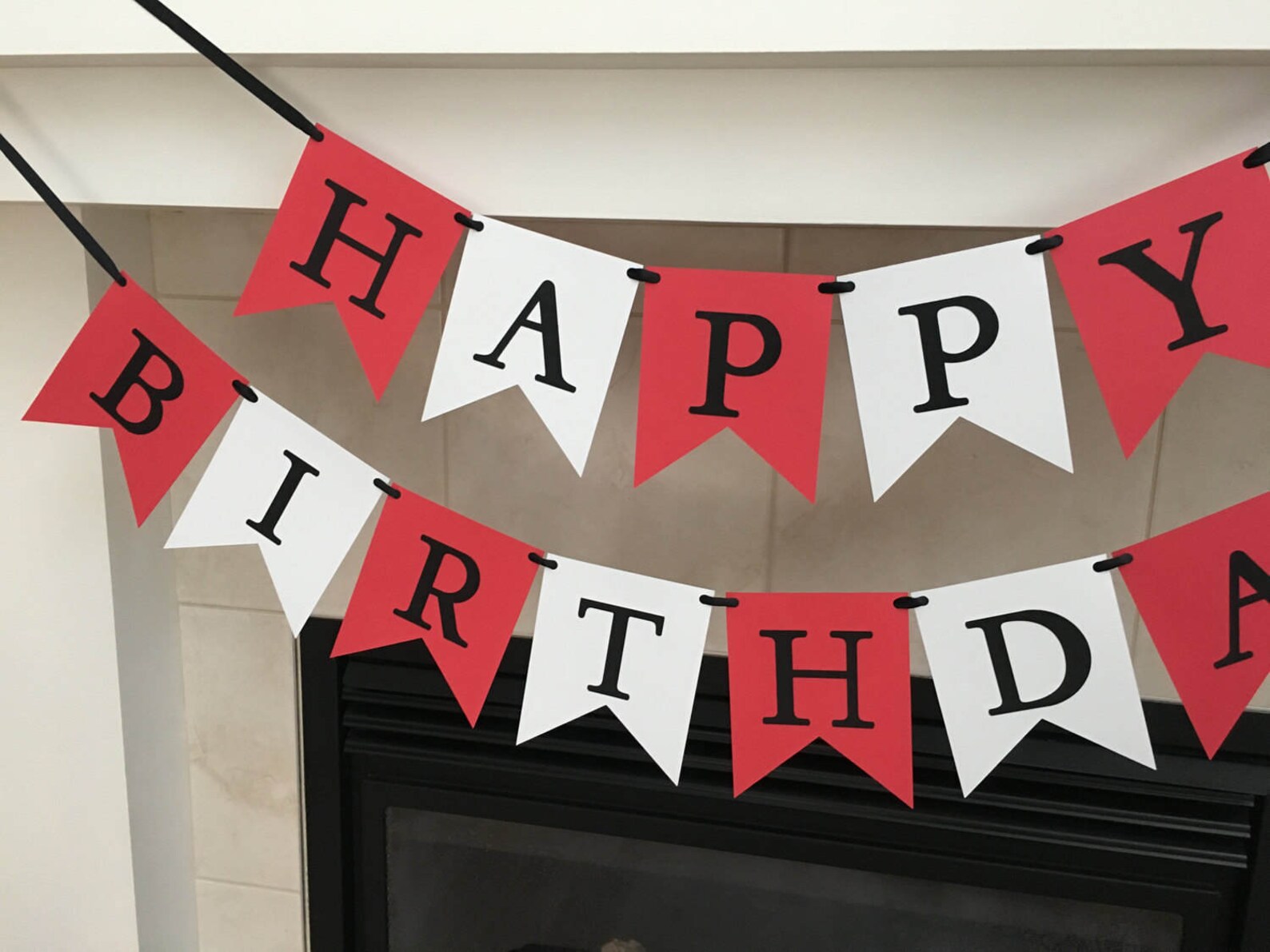 Happy Birthday Banner Red and White Birthday Banner Girl or - Etsy