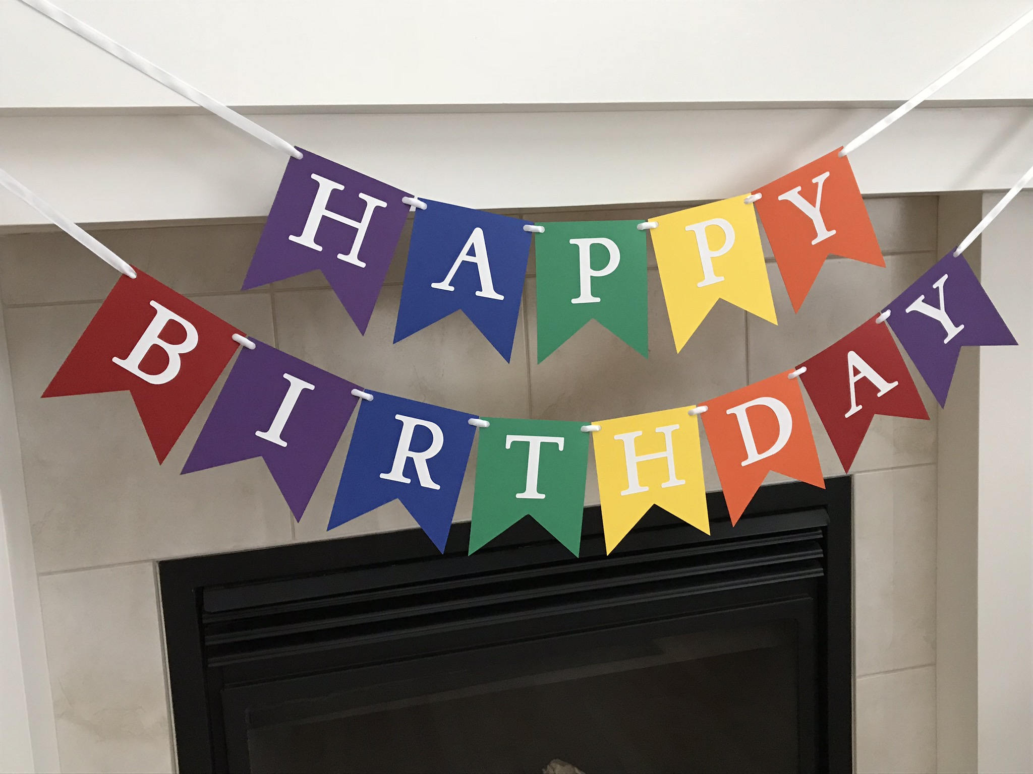 Rainbow Birthday Banner Happy Birthday Banner Over the | Etsy