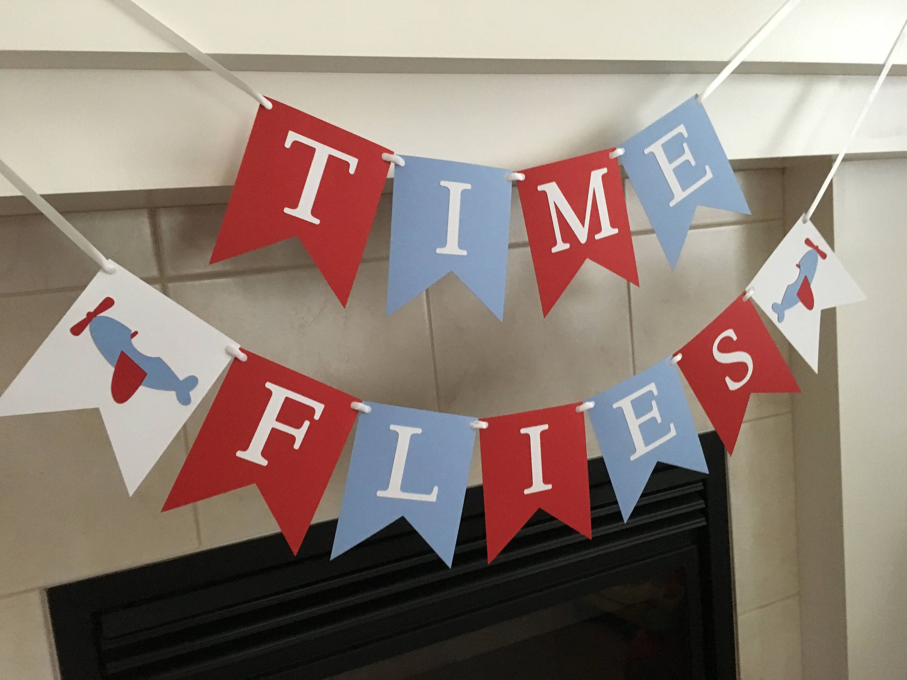 Time Flies Banner Airplane Themed Birthday Airplanes Plane - Etsy