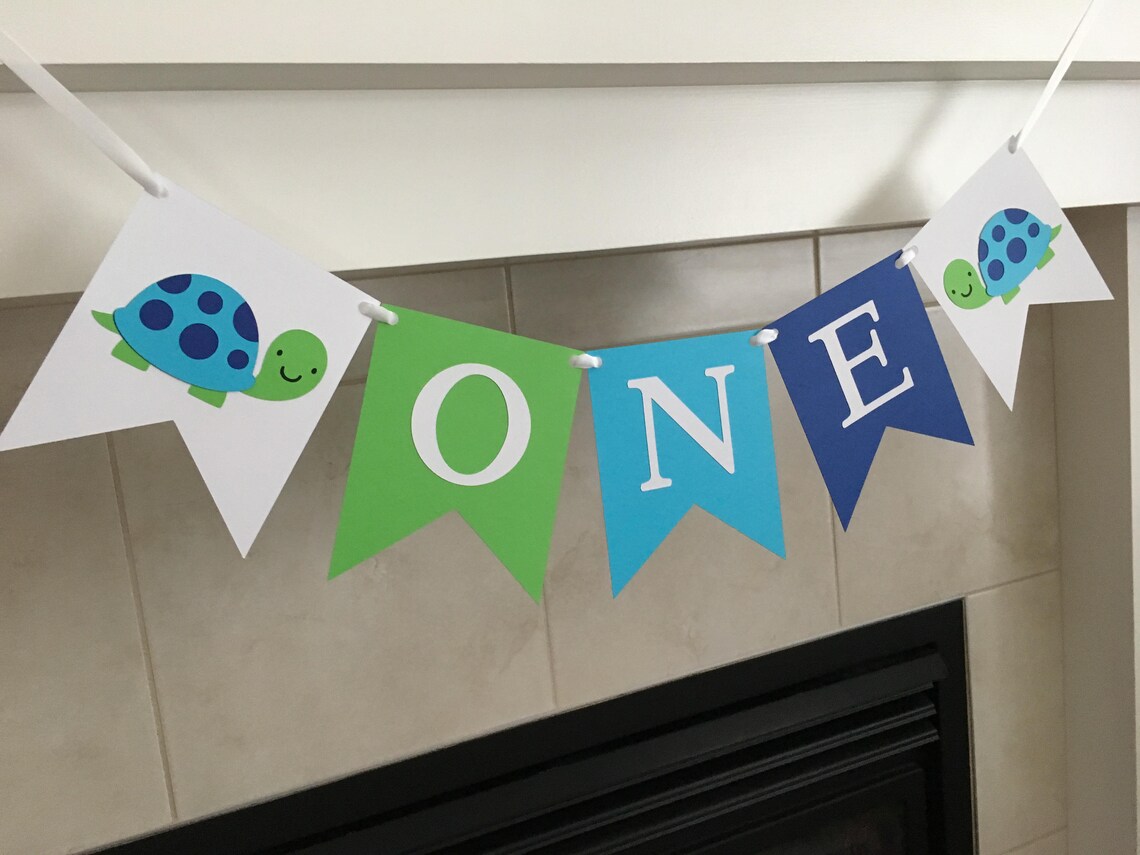 Turtle One Banner Turtle Birthday Banner One Birthday - Etsy