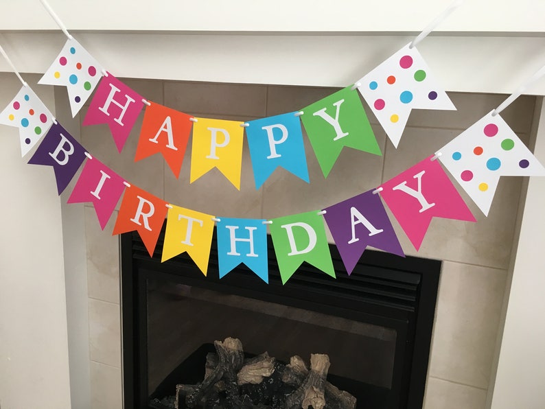 Polka Dot Birthday Banner Happy Birthday Banner Birthday | Etsy