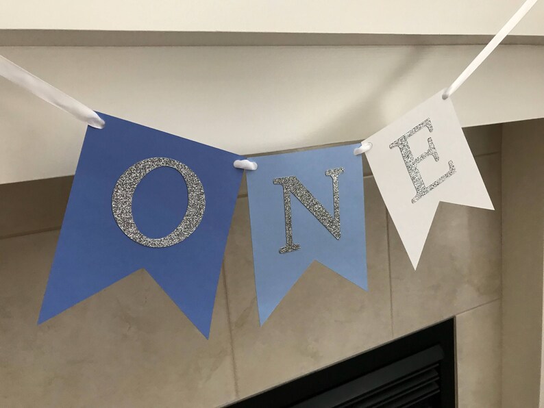 Blue Ombre 1st Birthday Banner Highchair Banner One | Etsy