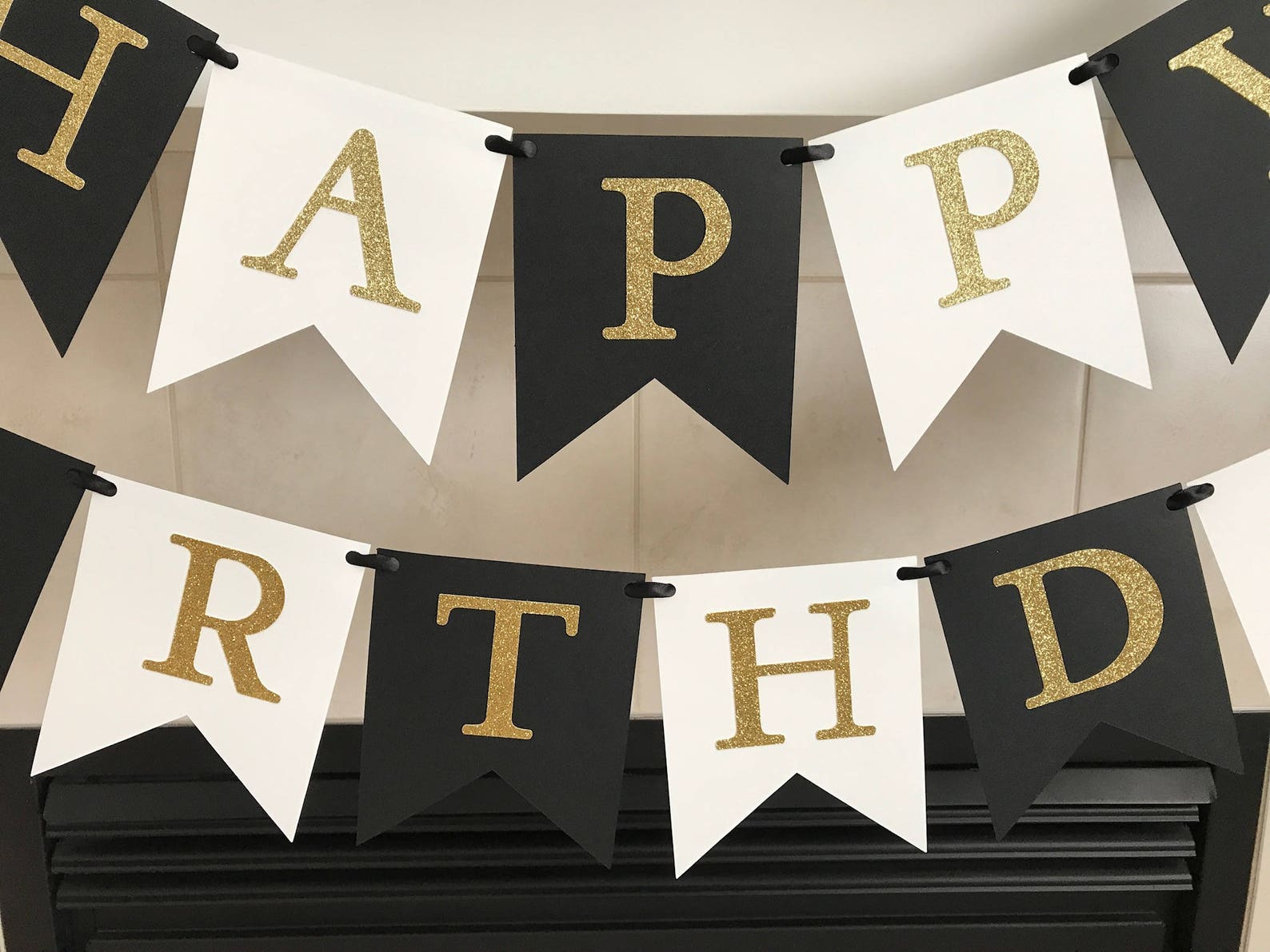 Happy Birthday Banner Black and White Birthday Banner Modern | Etsy