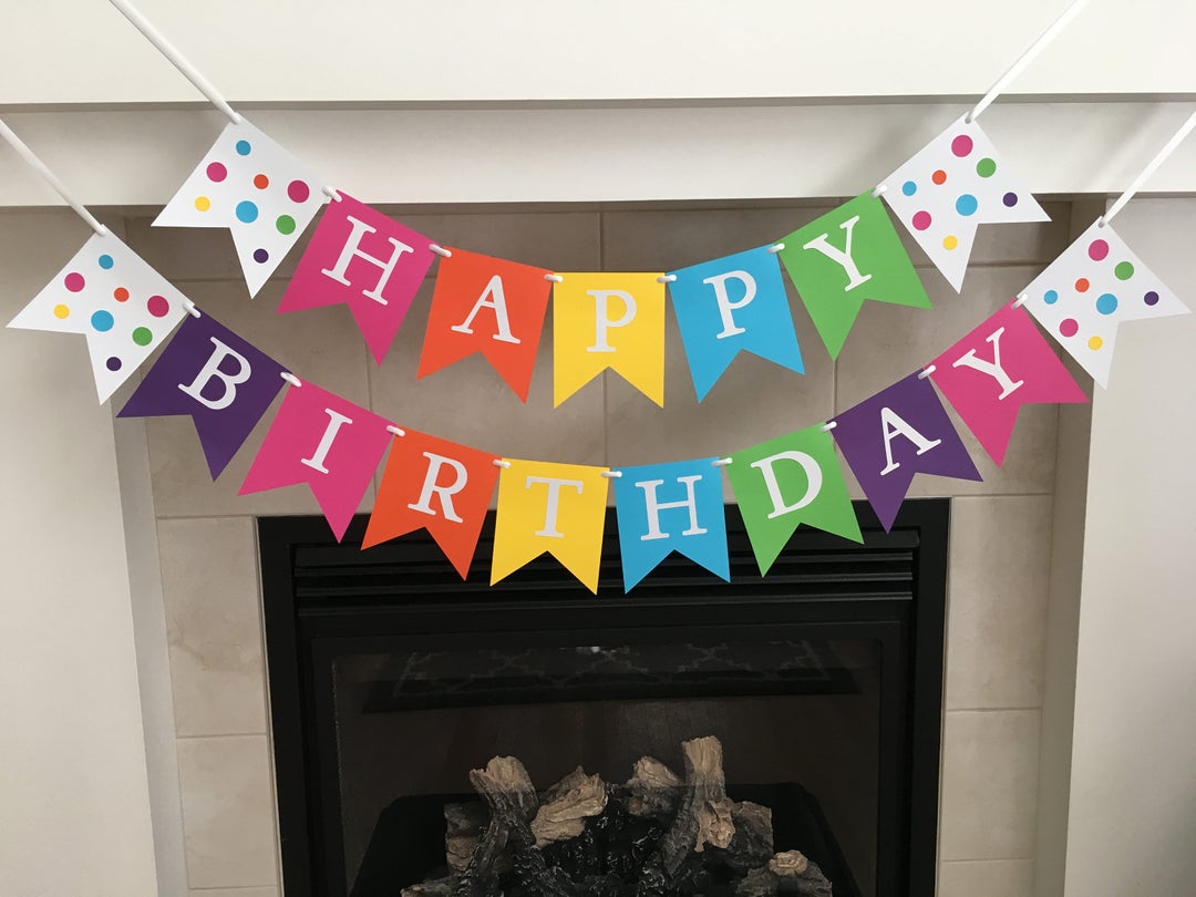 Polka Dot Birthday Banner, Happy Birthday Banner, Birthday Banner ...