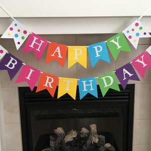Polka Dot Birthday Banner, Happy Birthday Banner, Birthday Banner ...