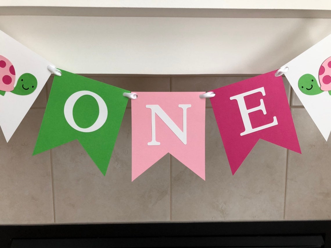 Turtle One Banner Turtle Birthday Banner One Birthday - Etsy