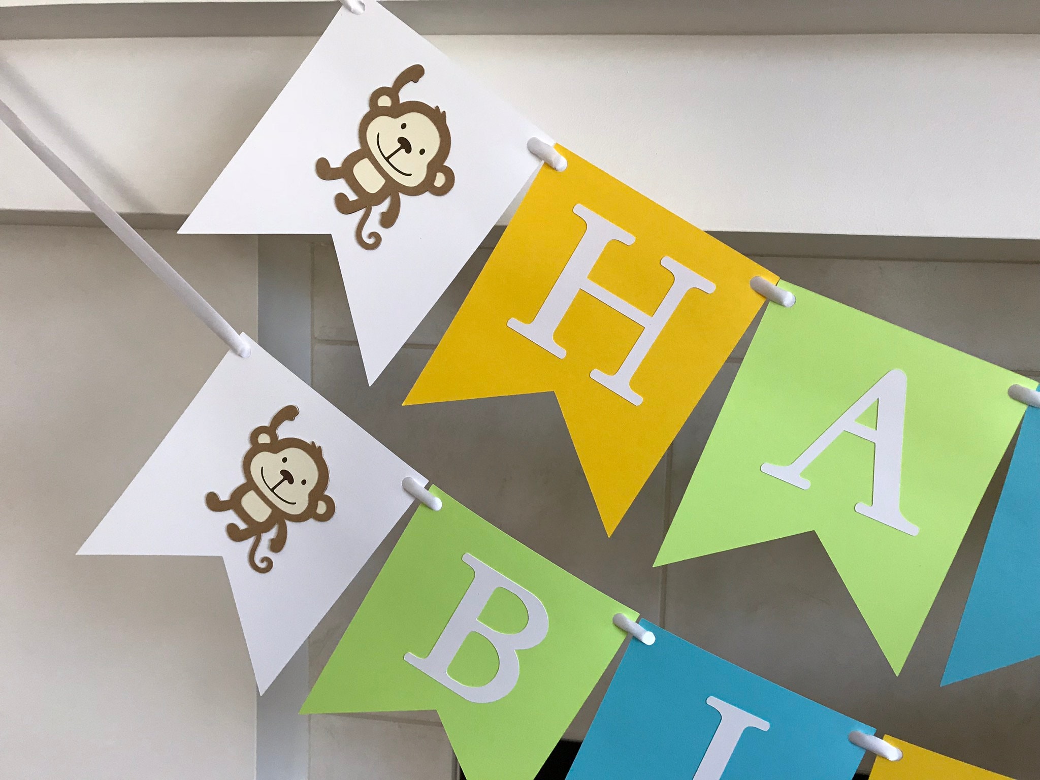 Monkey Birthday Banner Happy Birthday Banner Birthday | Etsy