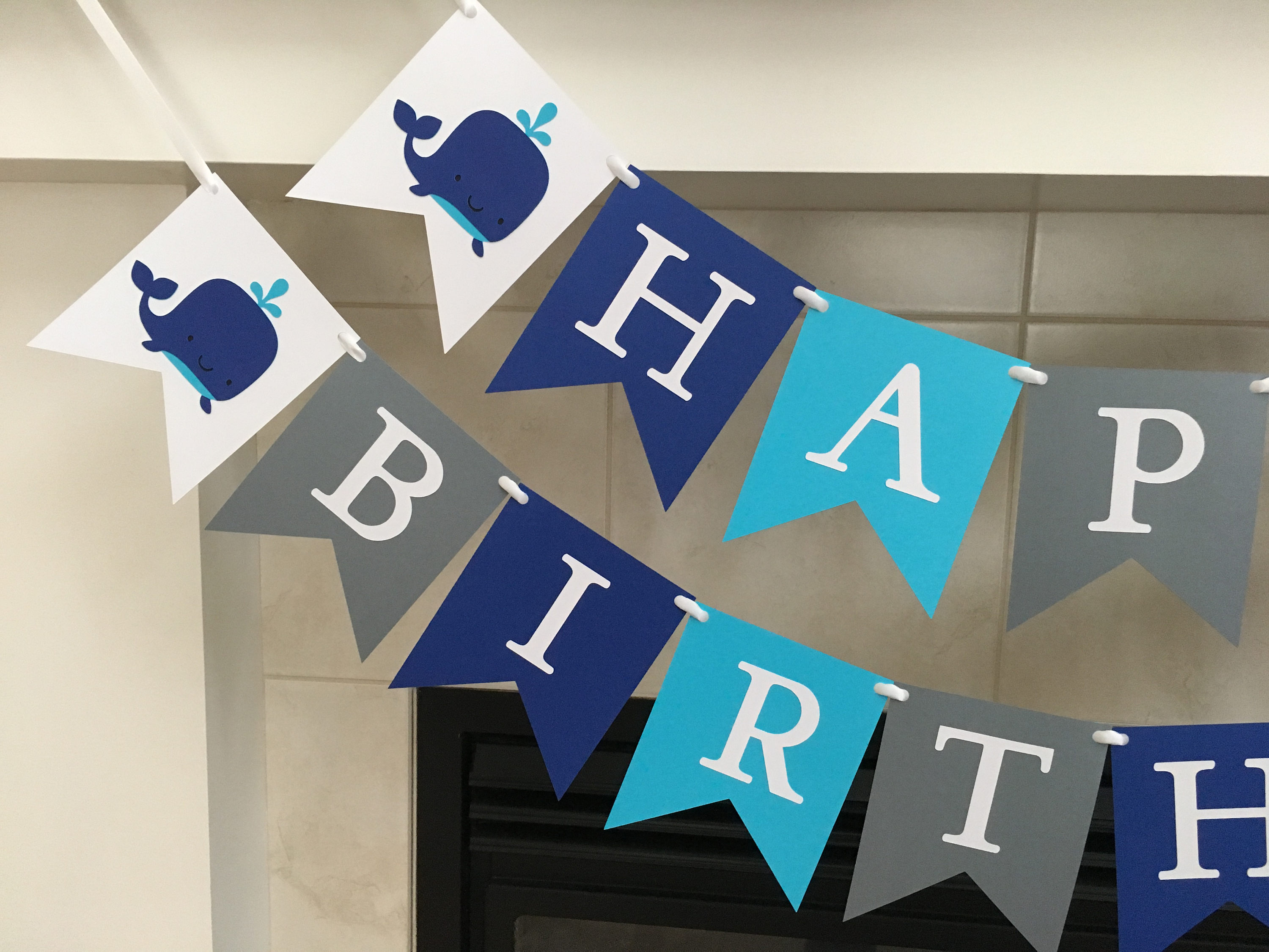 Whale Birthday Banner: Royal Blue Party Decorations - Etsy