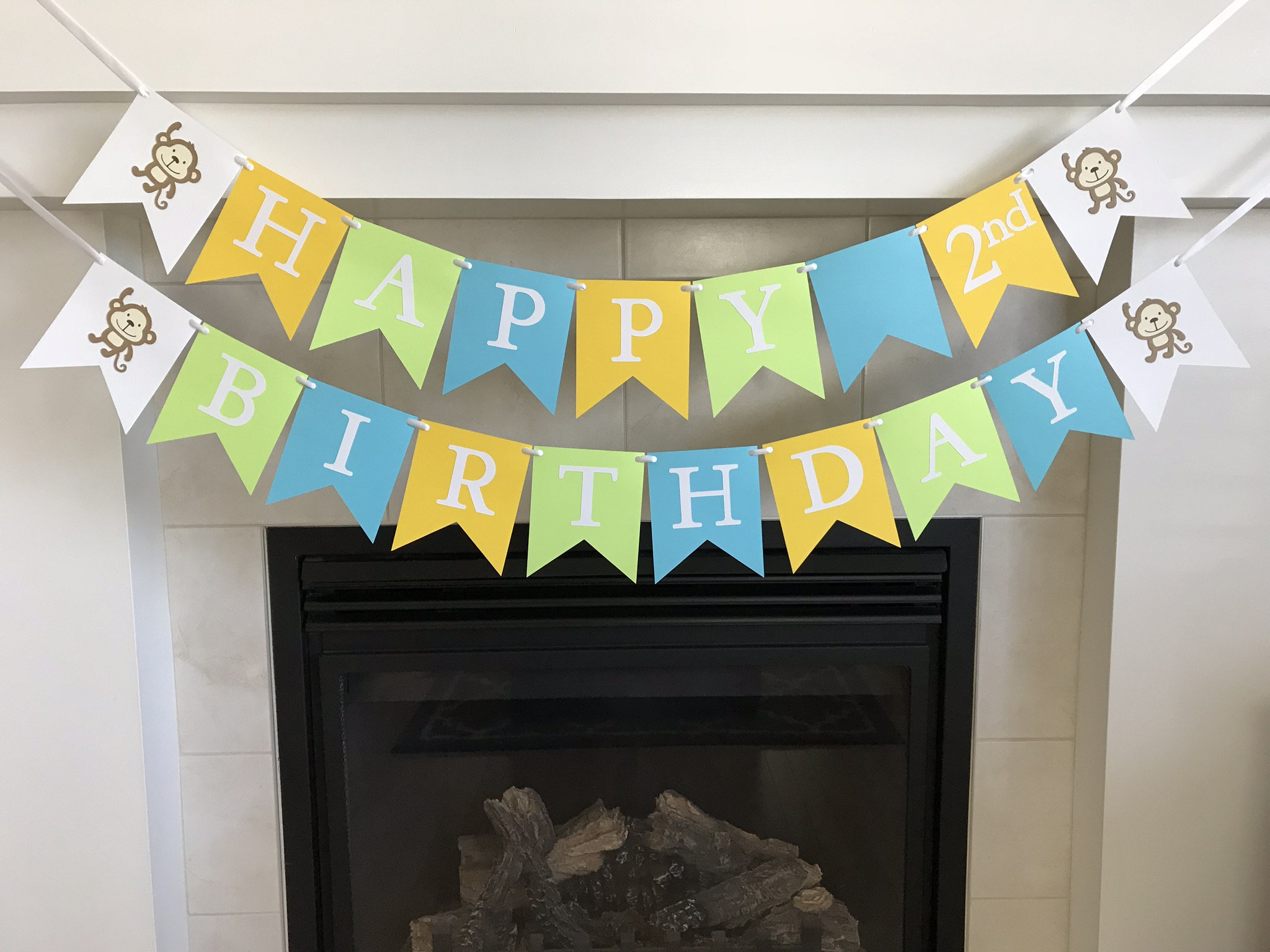 Monkey Birthday Banner Happy Birthday Banner Birthday | Etsy