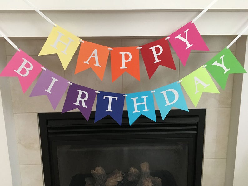 Rainbow Birthday Banner Multicolor Birthday Banner Colorful | Etsy