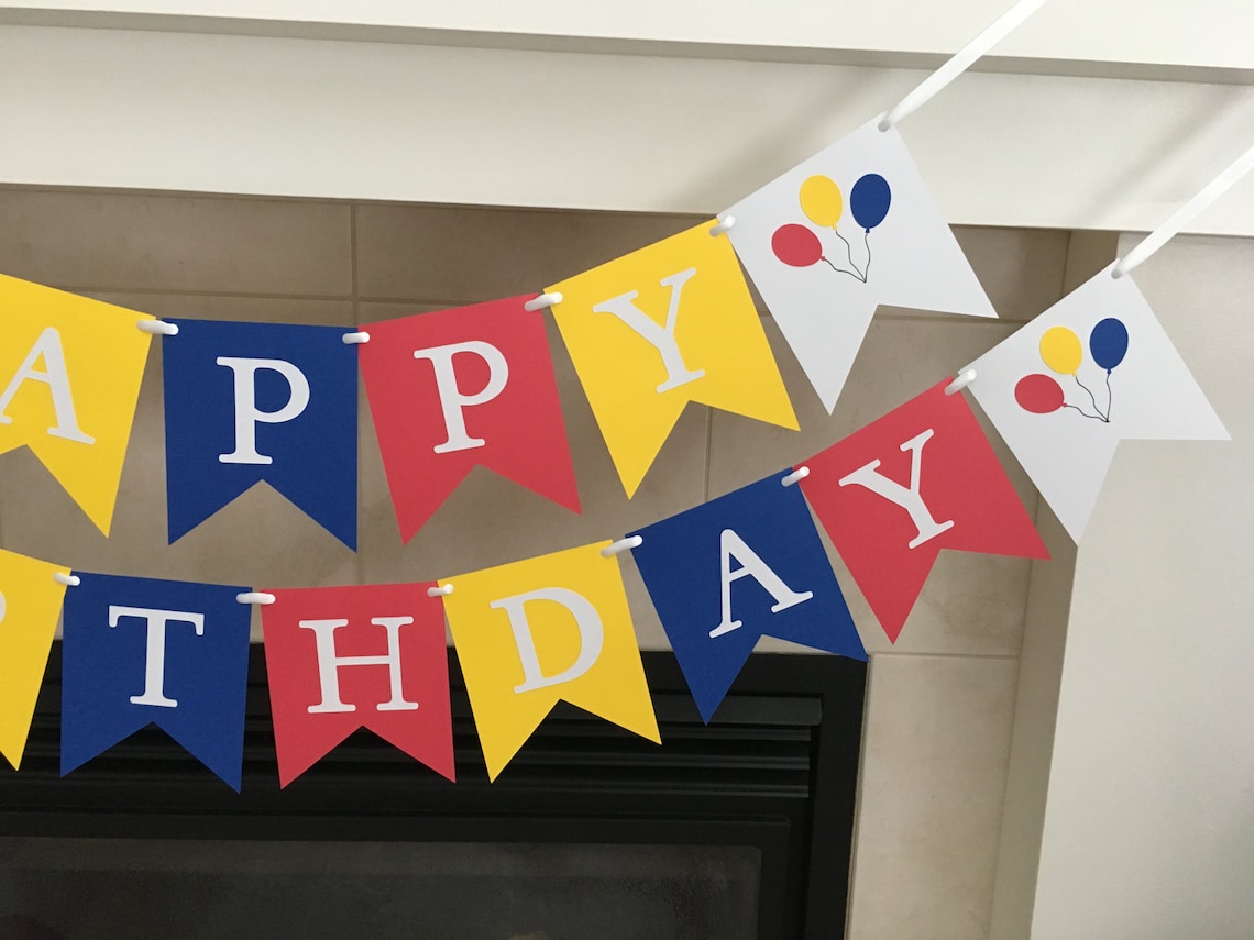 Balloon Birthday Banner Happy Birthday Banner Balloon - Etsy