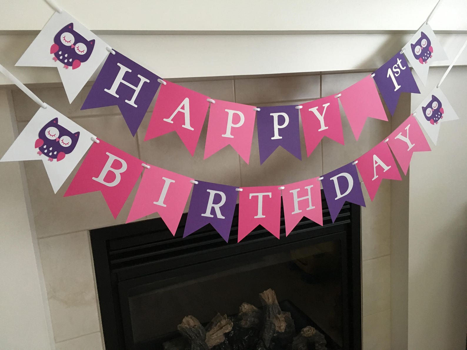 Owl Birthday Banner: Hot Pink & Purple Party Decorations - Etsy