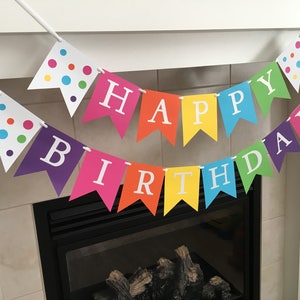 Polka Dot Birthday Banner, Happy Birthday Banner, Birthday Banner ...