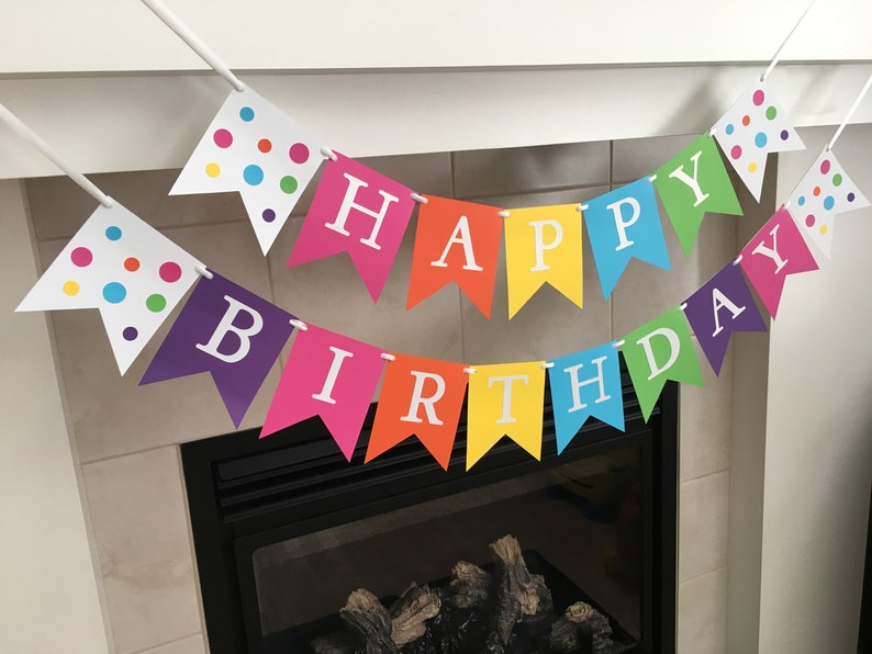 Polka Dot Birthday Banner Happy Birthday Banner Birthday - Etsy