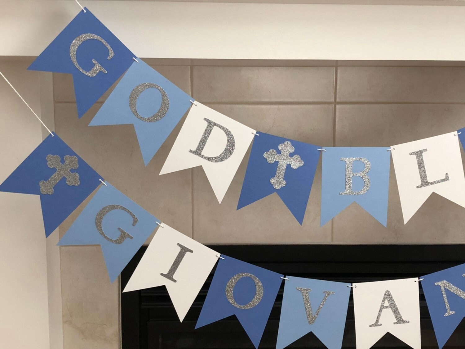 Blue Ombre God Bless Banner Baptism Banner Christening - Etsy