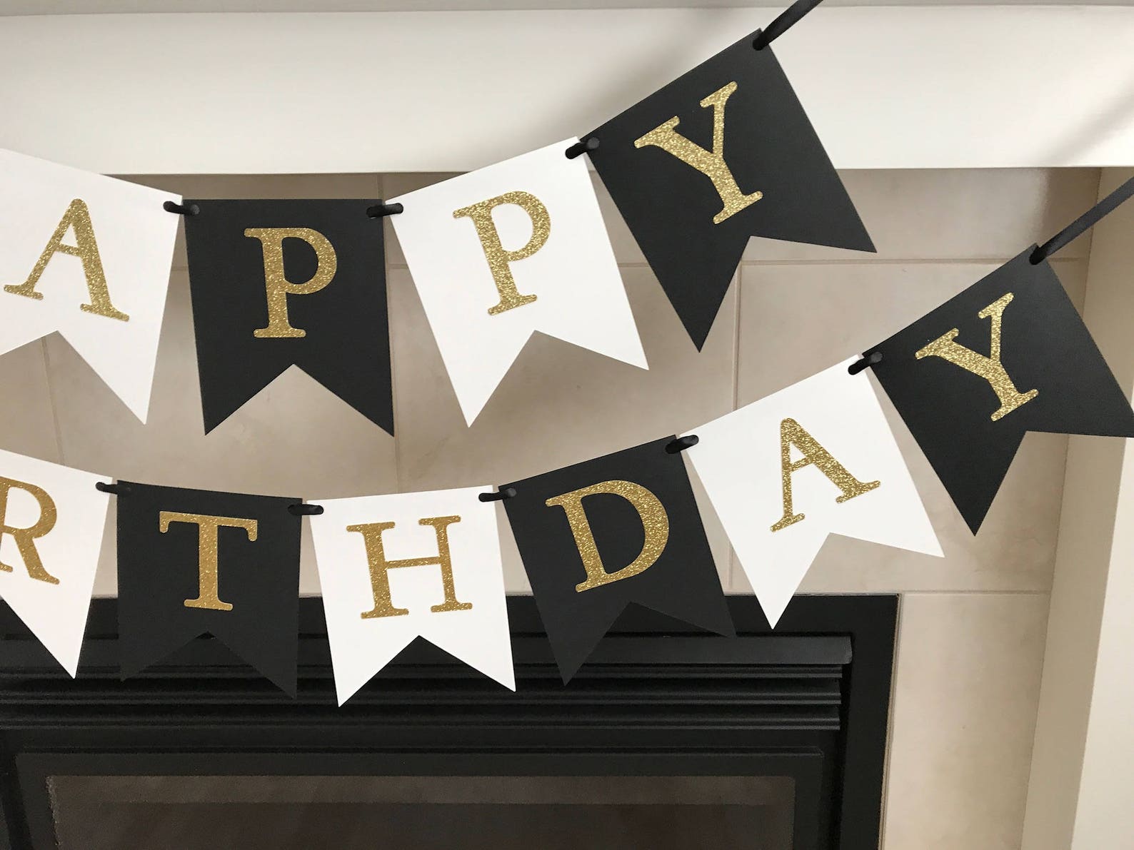 Happy Birthday Banner Black and White Birthday Banner Modern | Etsy