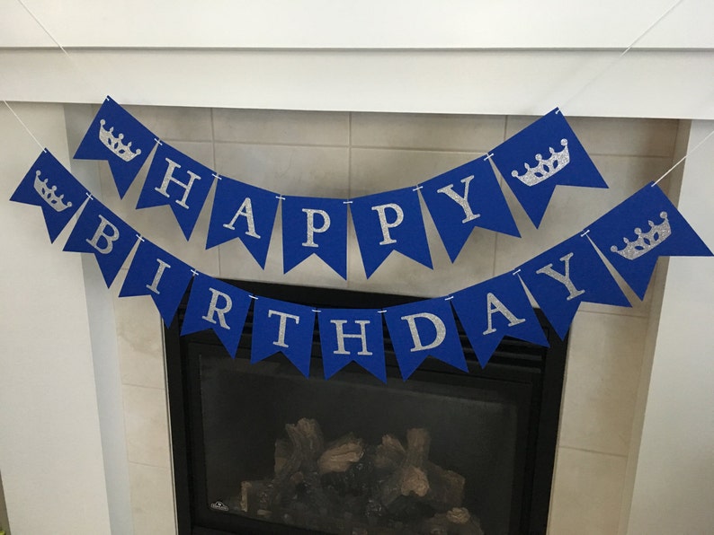 Prince Birthday Banner Happy Birthday Banner Crown Banner - Etsy