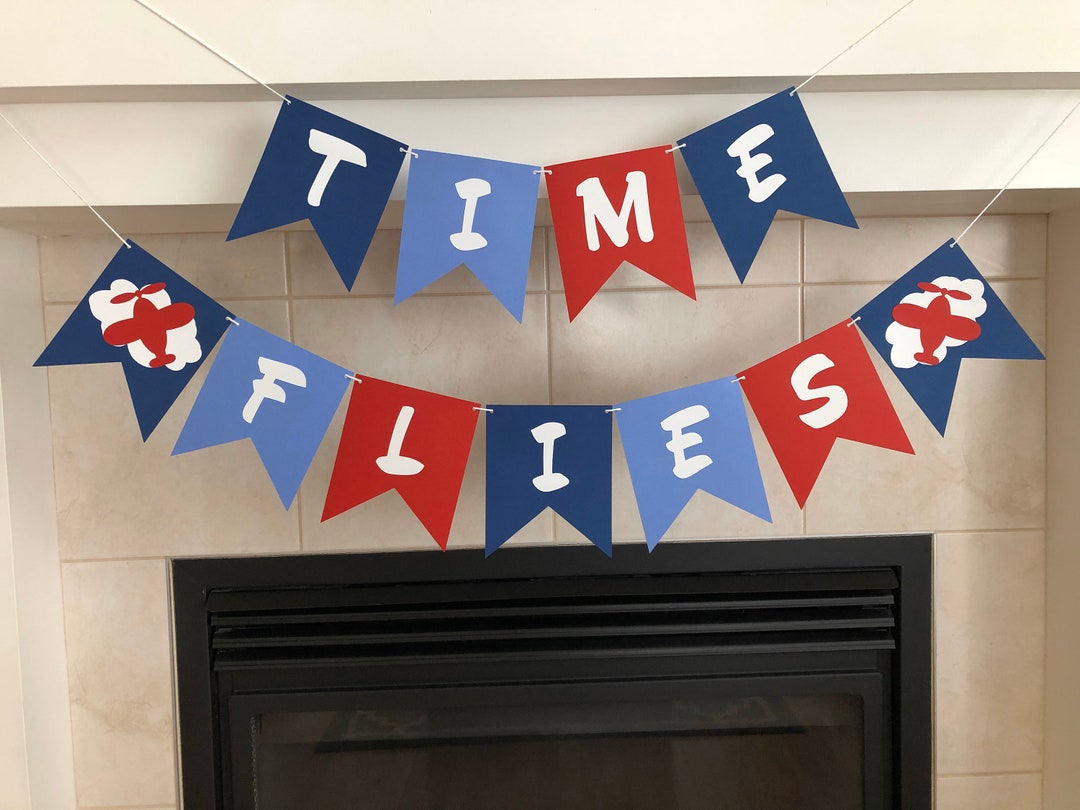 Time Flies Banner: Airplane Birthday Party Decoration - Etsy