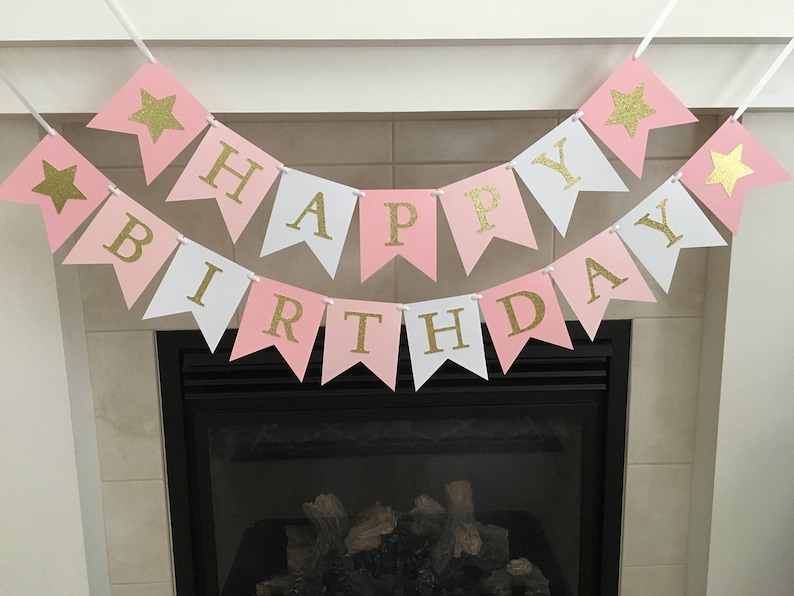Star Birthday Banner Happy Birthday Banner Girl Birthday | Etsy