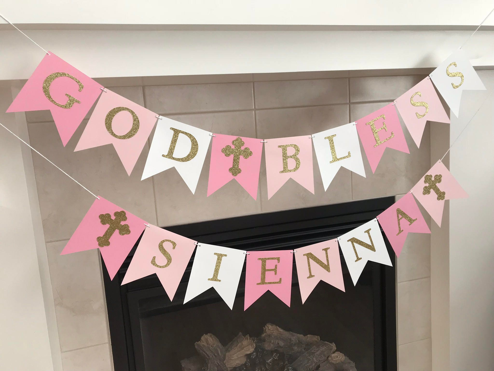Pink Ombre God Bless Banner Baptism Banner Christening - Etsy Canada