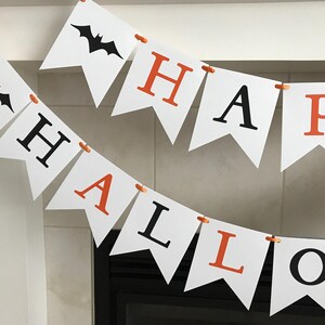 Happy Halloween Decoration, Halloween Banner, Bat Banner, Orange and ...