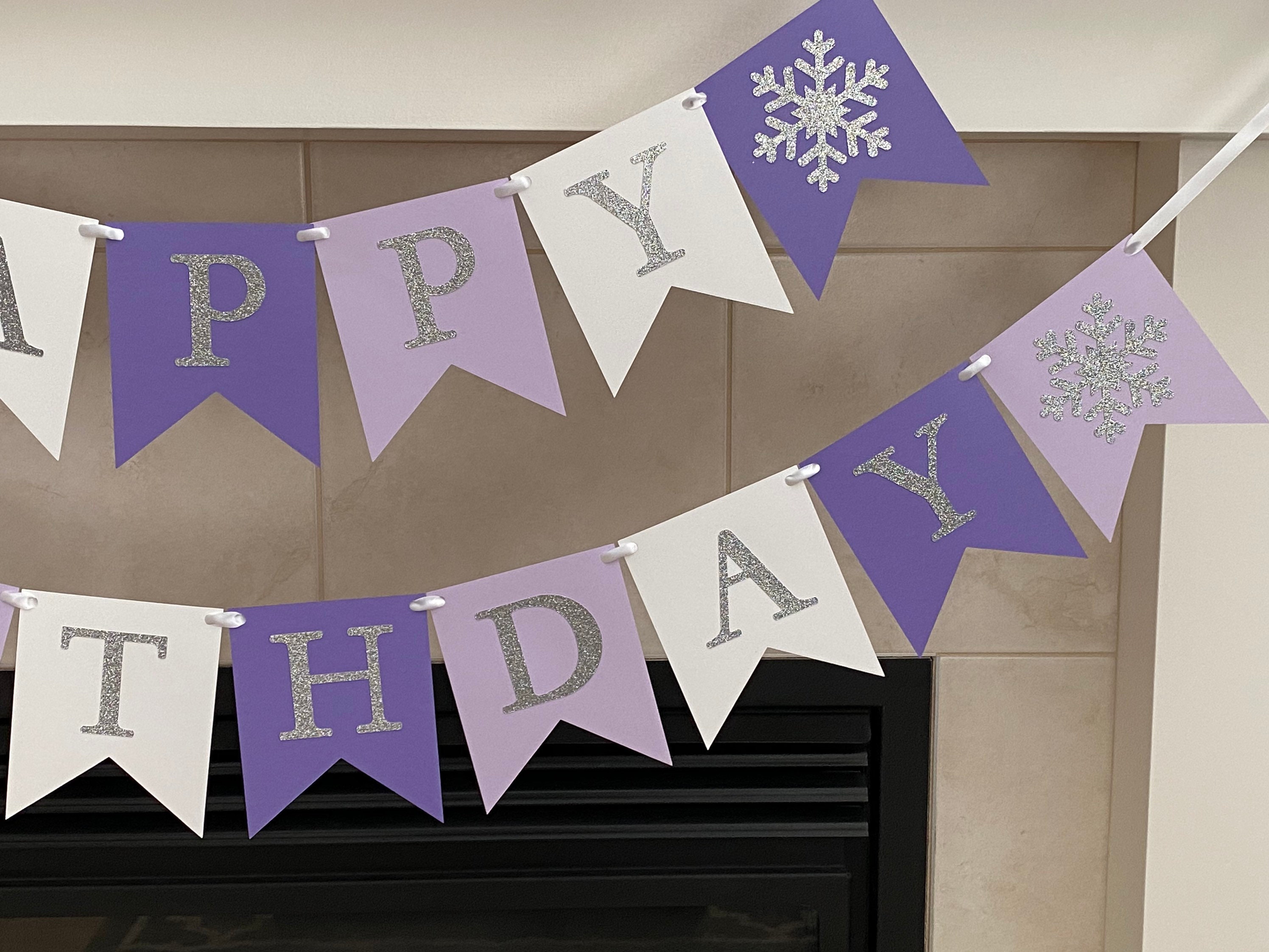 Winter Wonderland Snowflake Birthday Banner Purple Ombre - Etsy