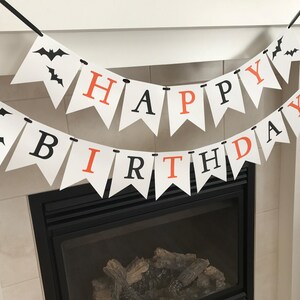 Bat Birthday Banner, Happy Birthday Banner, Halloween Themed Party ...