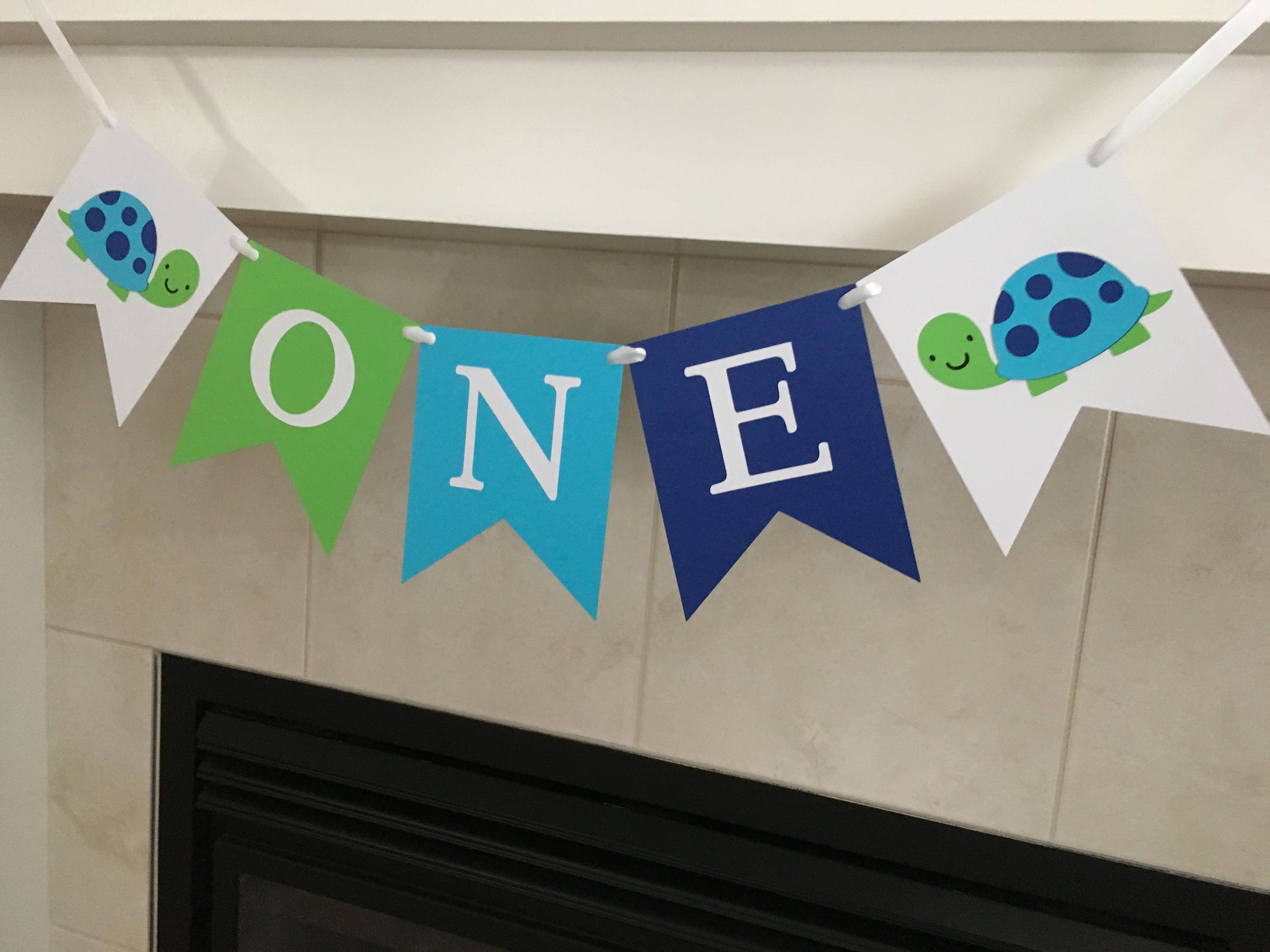 Turtle One Banner Turtle Birthday Banner One Birthday - Etsy
