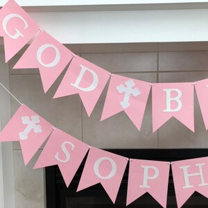 Pink God Bless Banner, Baptism Banner, Christening Banner, First ...