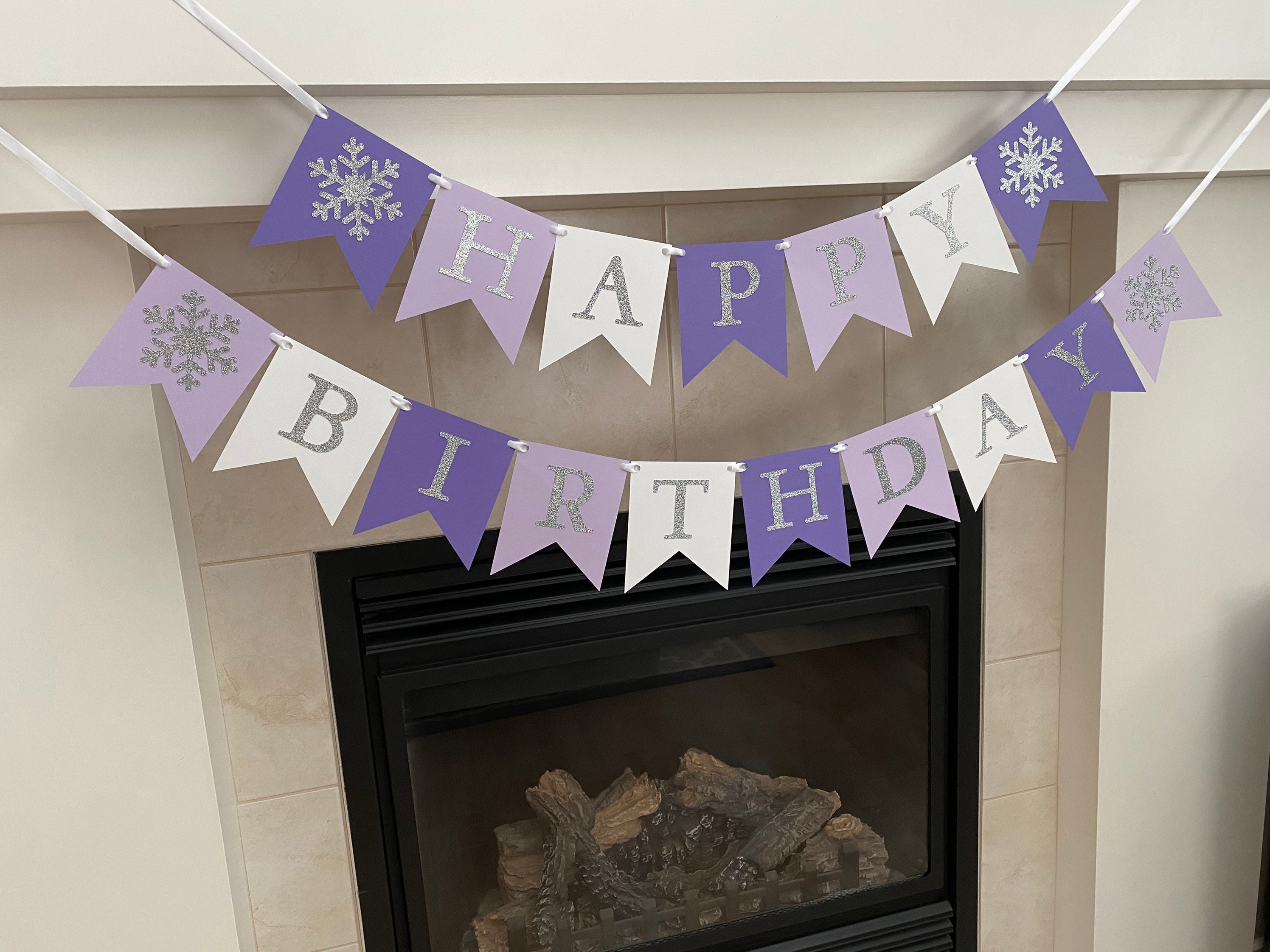Winter Wonderland Snowflake Birthday Banner Purple Ombre - Etsy