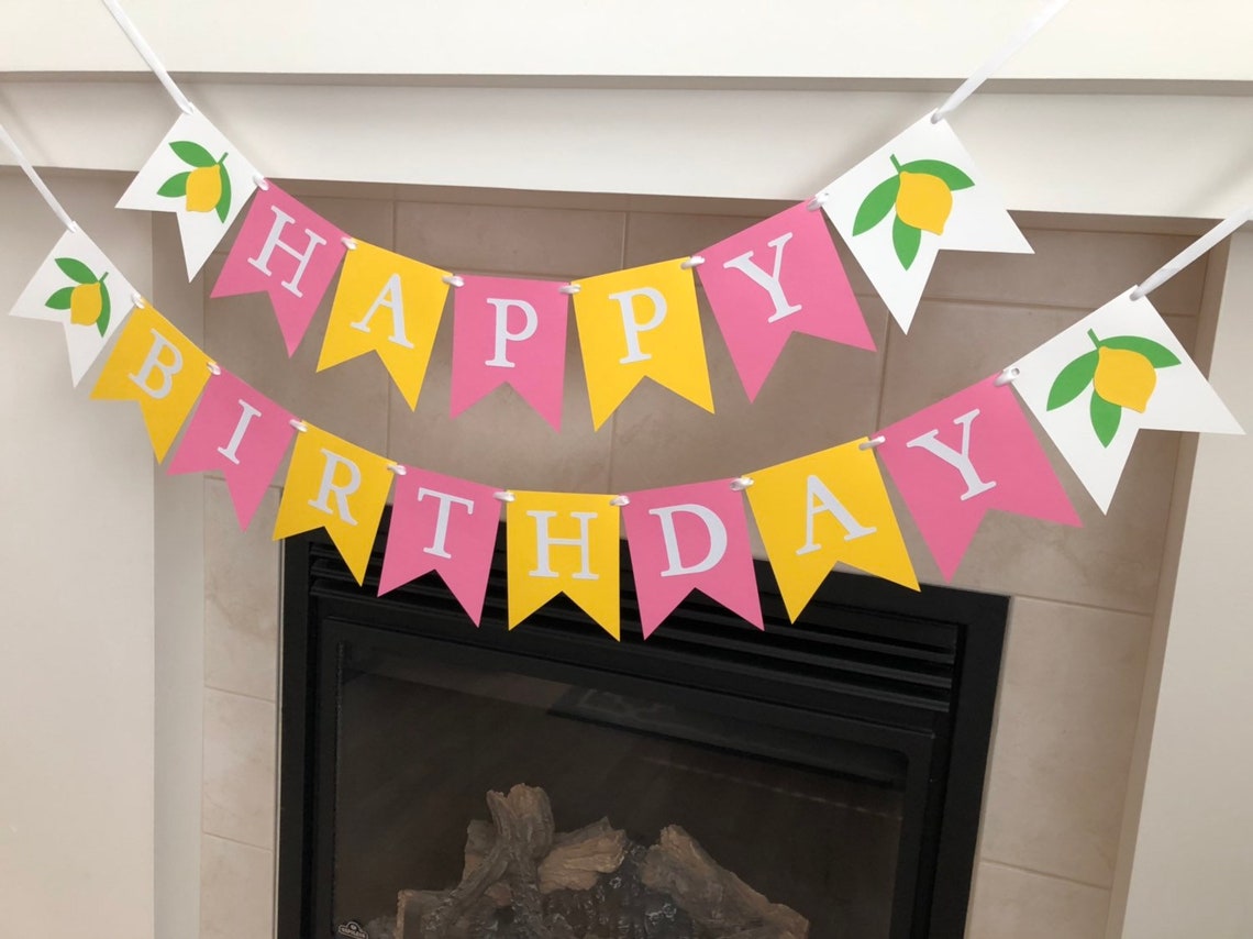 Lemon Birthday Banner Lemonade Birthday Happy Birthday - Etsy