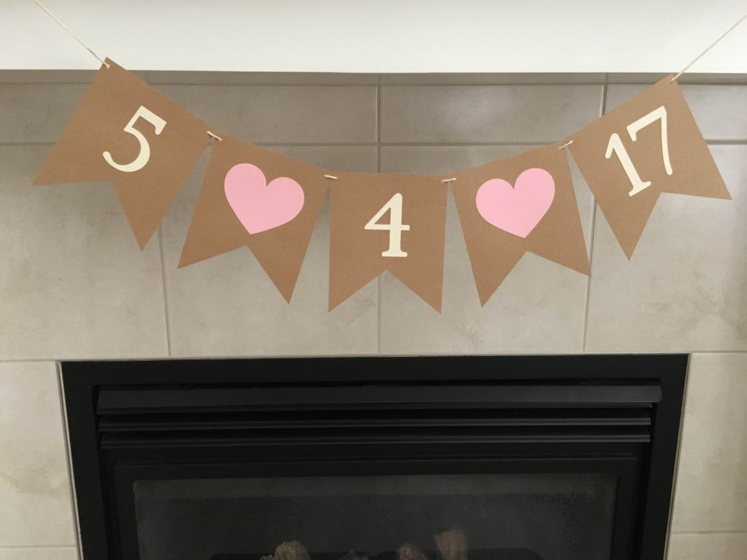 Custom Date Banner, Wedding Date Banner, Save the Date Banner, Due Date ...