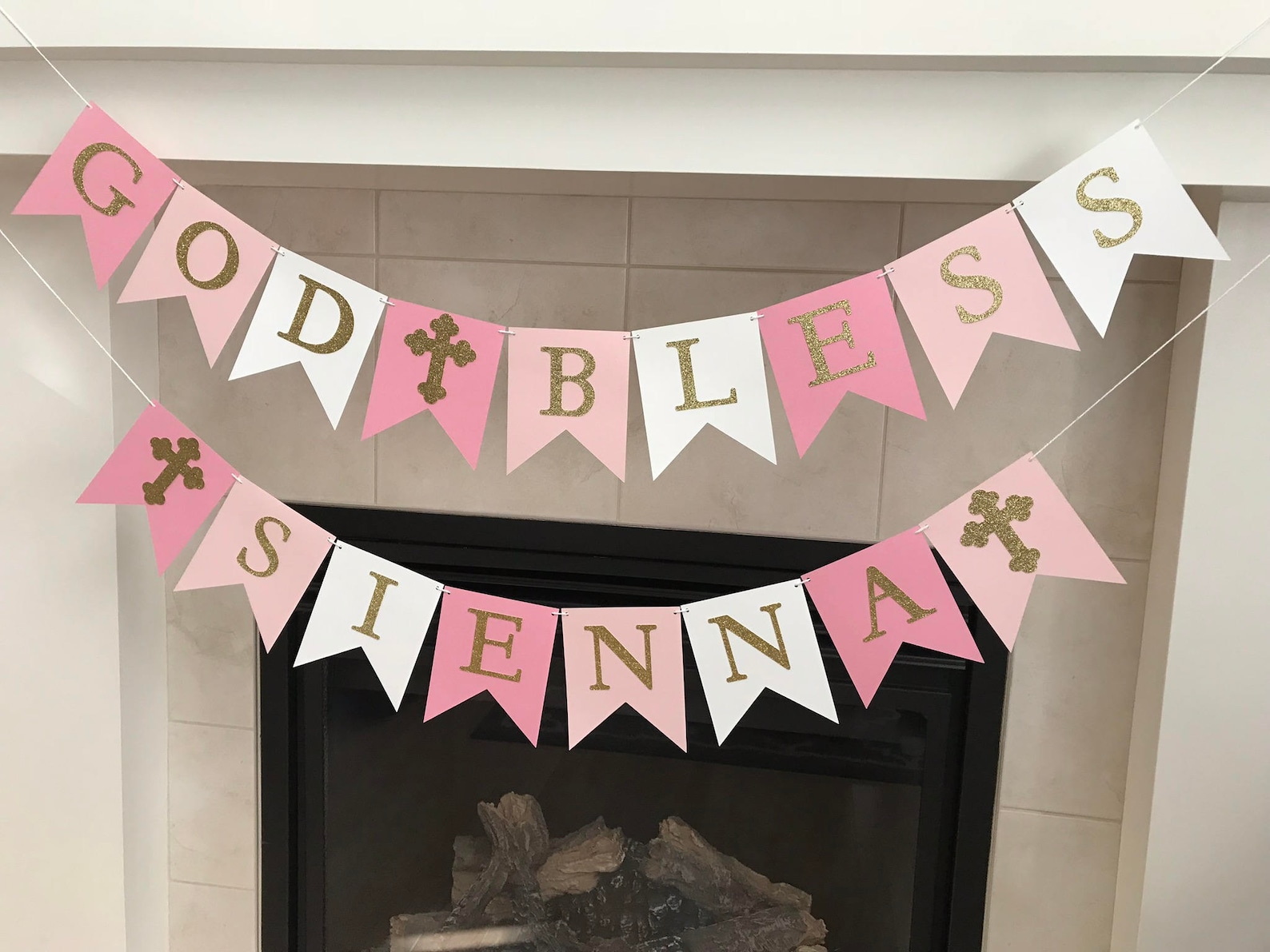 Pink Ombre God Bless Banner Baptism Banner Christening | Etsy