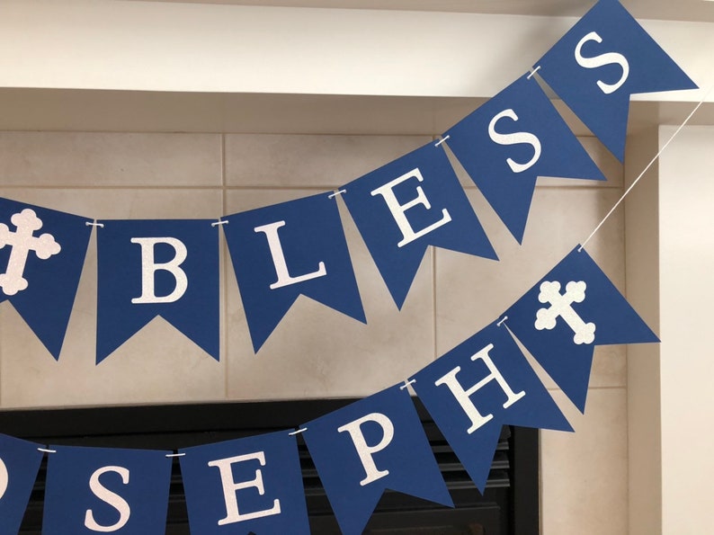 Blue God Bless Banner Baptism Banner Christening Banner - Etsy