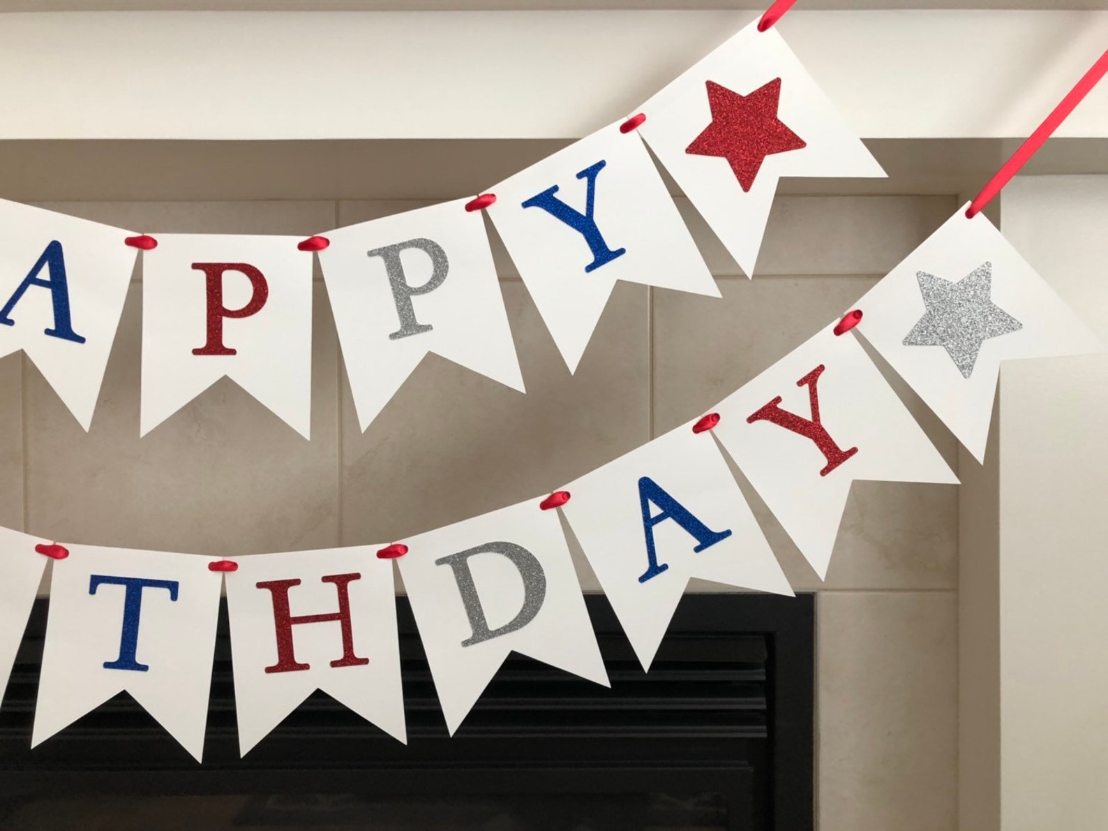 Patriotic Birthday Banner Red White and Blue Birthday Banner - Etsy