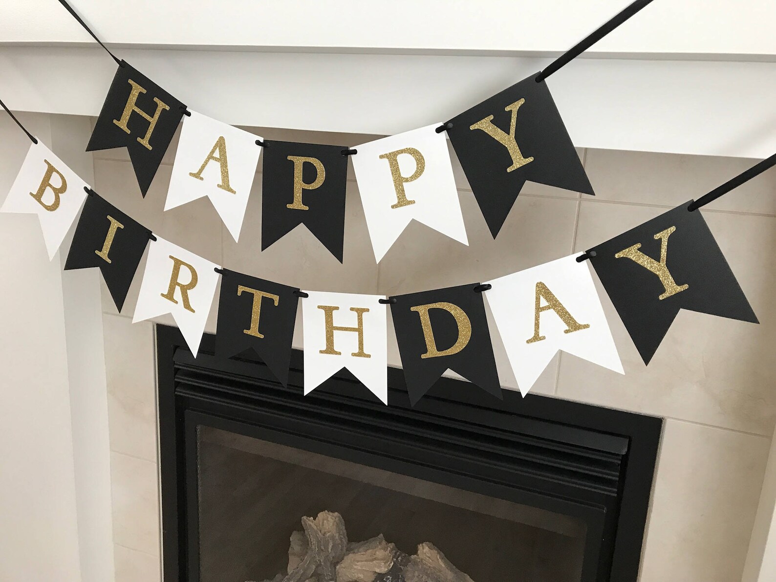 Happy Birthday Banner Black and White Birthday Banner Modern - Etsy