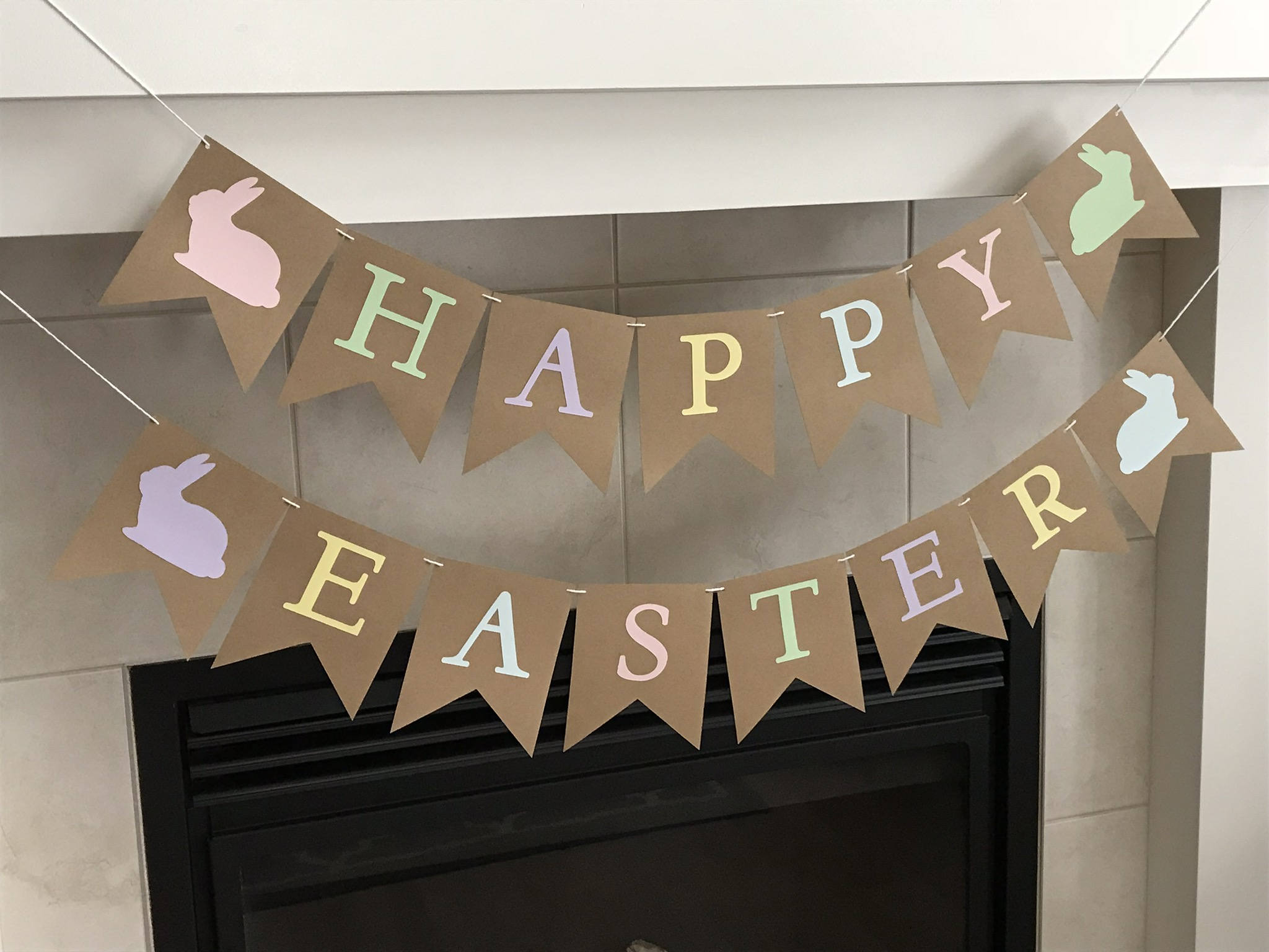 Happy Easter Banner Easter Decoration Bunny Banner Spring - Etsy