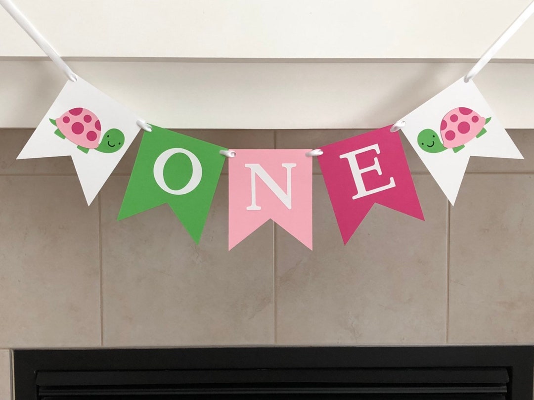 Turtle One Banner, Turtle Birthday Banner, One Birthday Banner, First ...