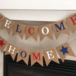Welcome Home Banner: Red White Blue, Burlap Celebration Decor - Etsy