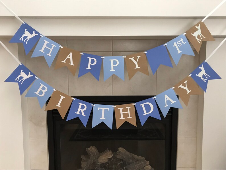 Little Deer Birthday Banner Happy Birthday Banner Boy - Etsy