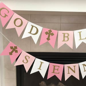 Pink Ombre God Bless Banner Baptism Banner Christening | Etsy