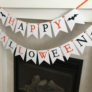 Happy Halloween Decoration, Halloween Banner, Bat Banner, Orange and ...