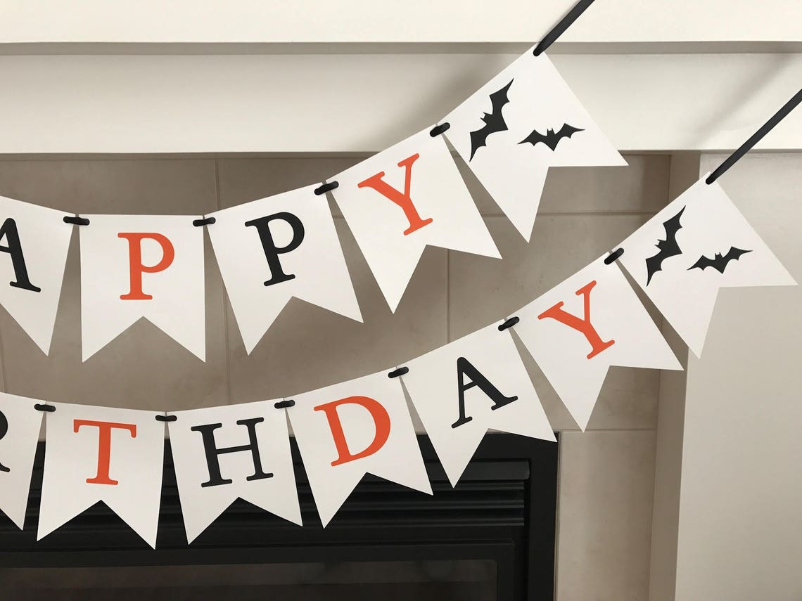 Bat Birthday Banner Happy Birthday Banner Halloween Themed | Etsy