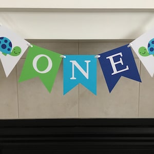 Turtle One Banner, Turtle Birthday Banner, One Birthday Banner, First ...