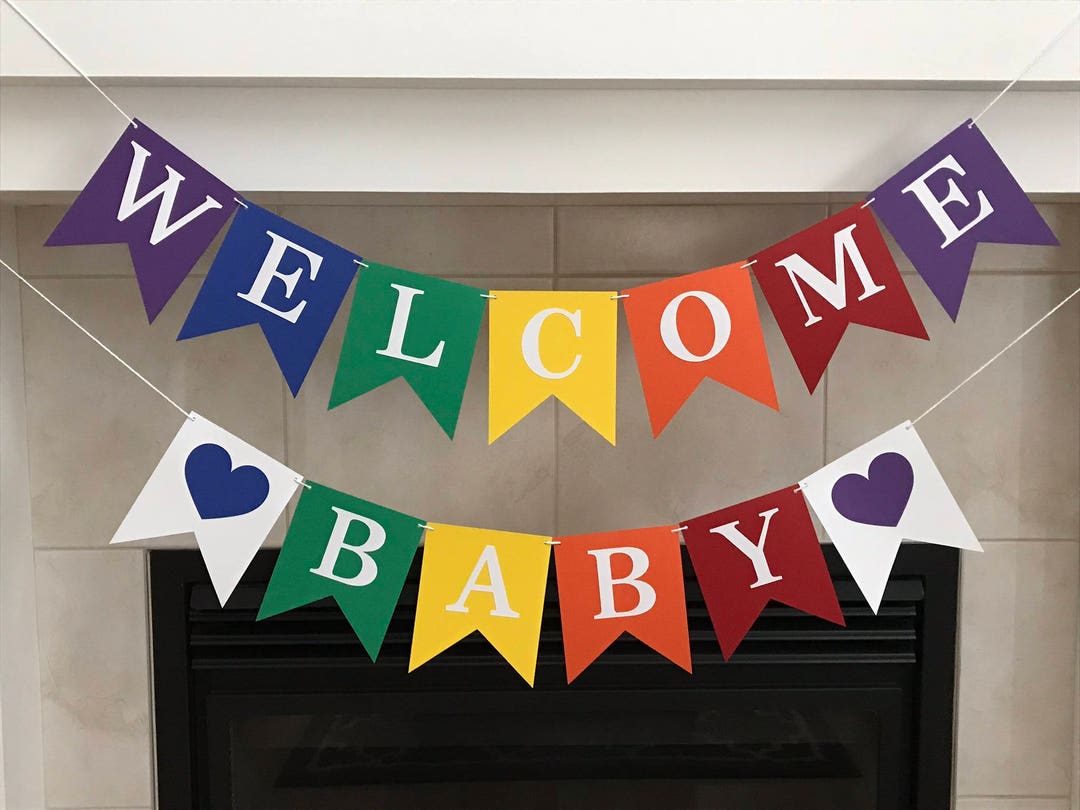 Rainbow Baby Shower Banner, Rainbow Baby Banner, Welcome Baby, Baby ...