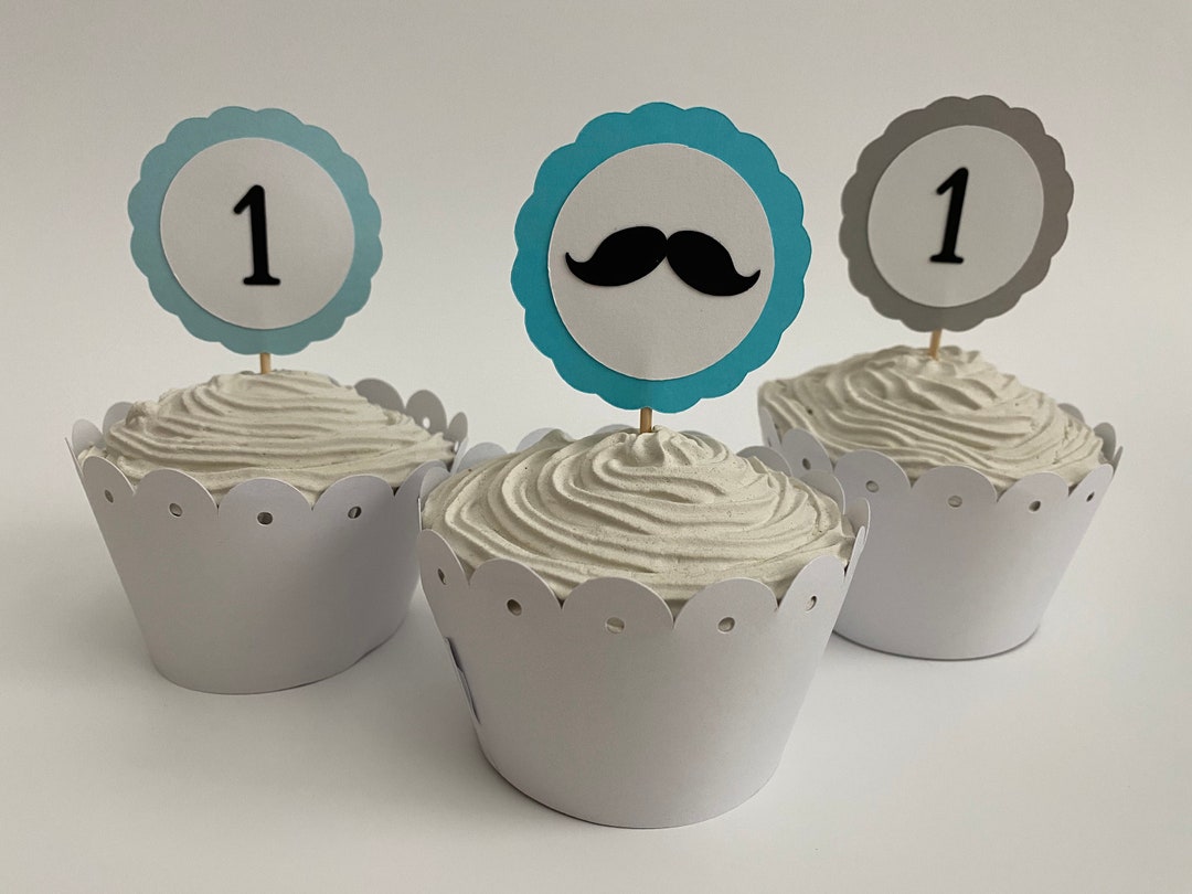 Mustache Cupcake Toppers, Moustache Party, Little Man Birthday ...