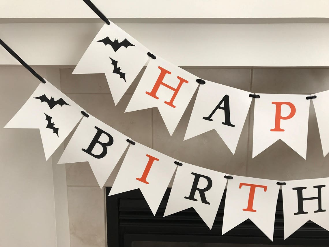 Bat Birthday Banner Happy Birthday Banner Halloween Themed - Etsy