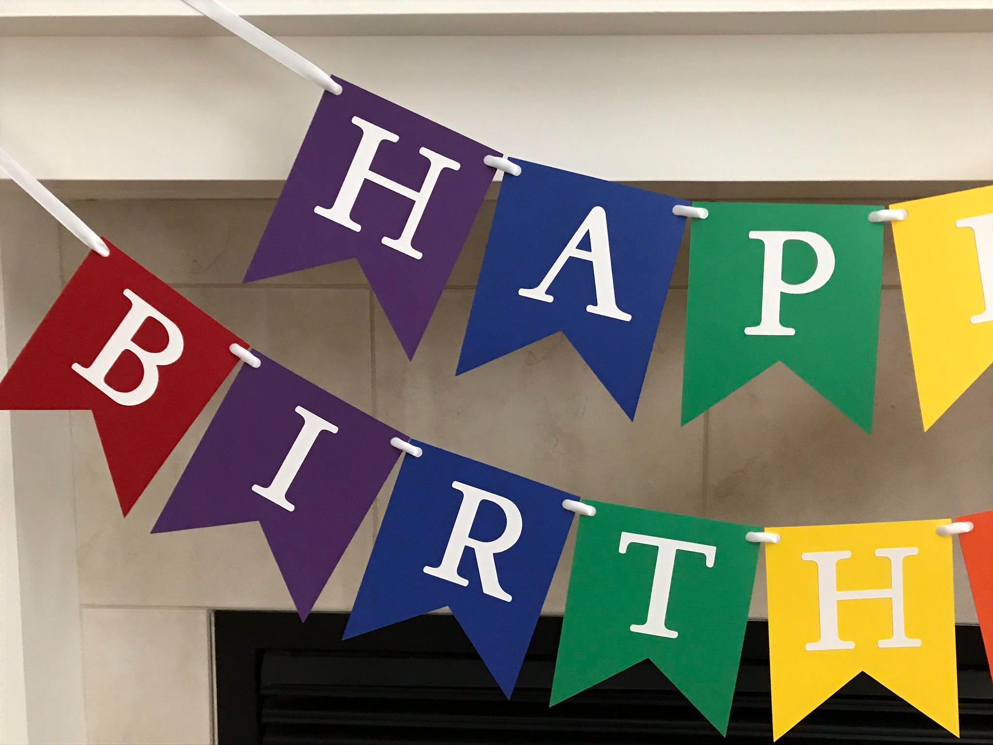 Rainbow Birthday Banner Happy Birthday Banner Over the | Etsy